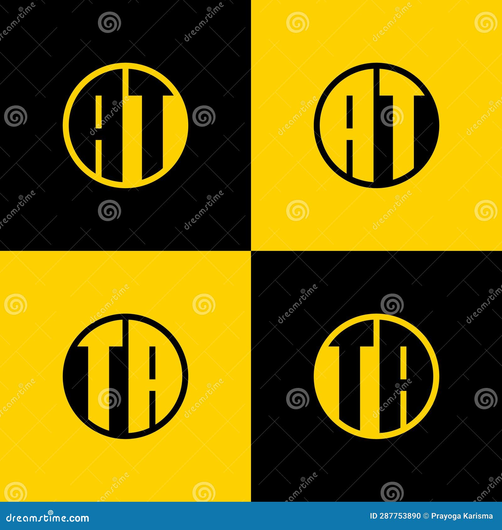 Simple at and TA Letter Circle Logo Set, Suitable for Business with TA ...