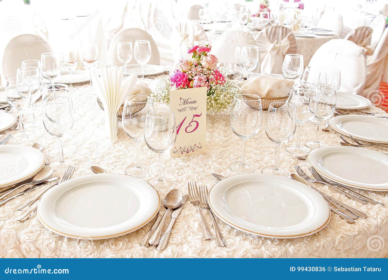 Simple Table Arragement at Wedding Stock Photo - Image of reception ...