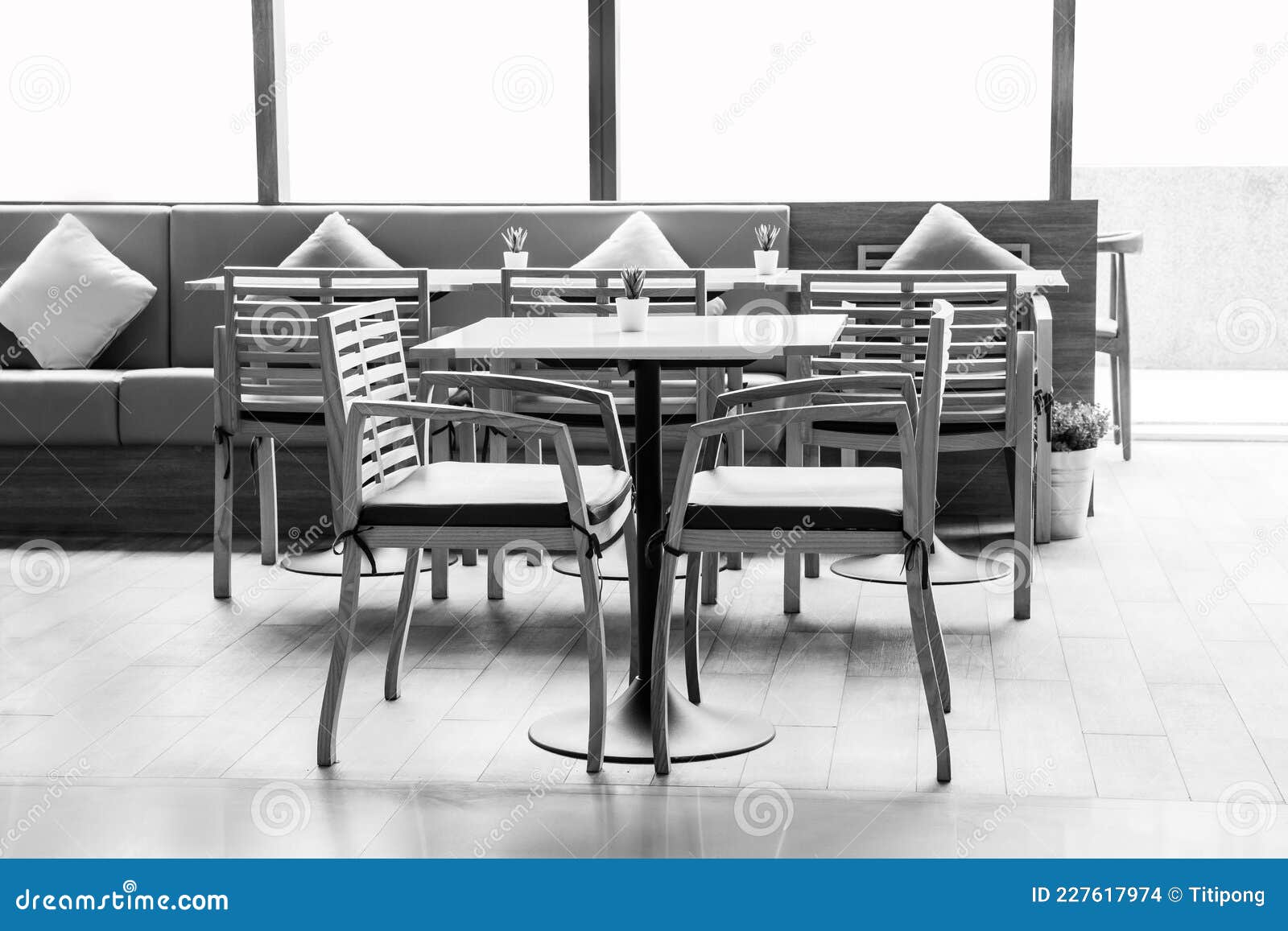 Simple Table and Chair Set in a Restaurant Stock Photo - Image of floor ...