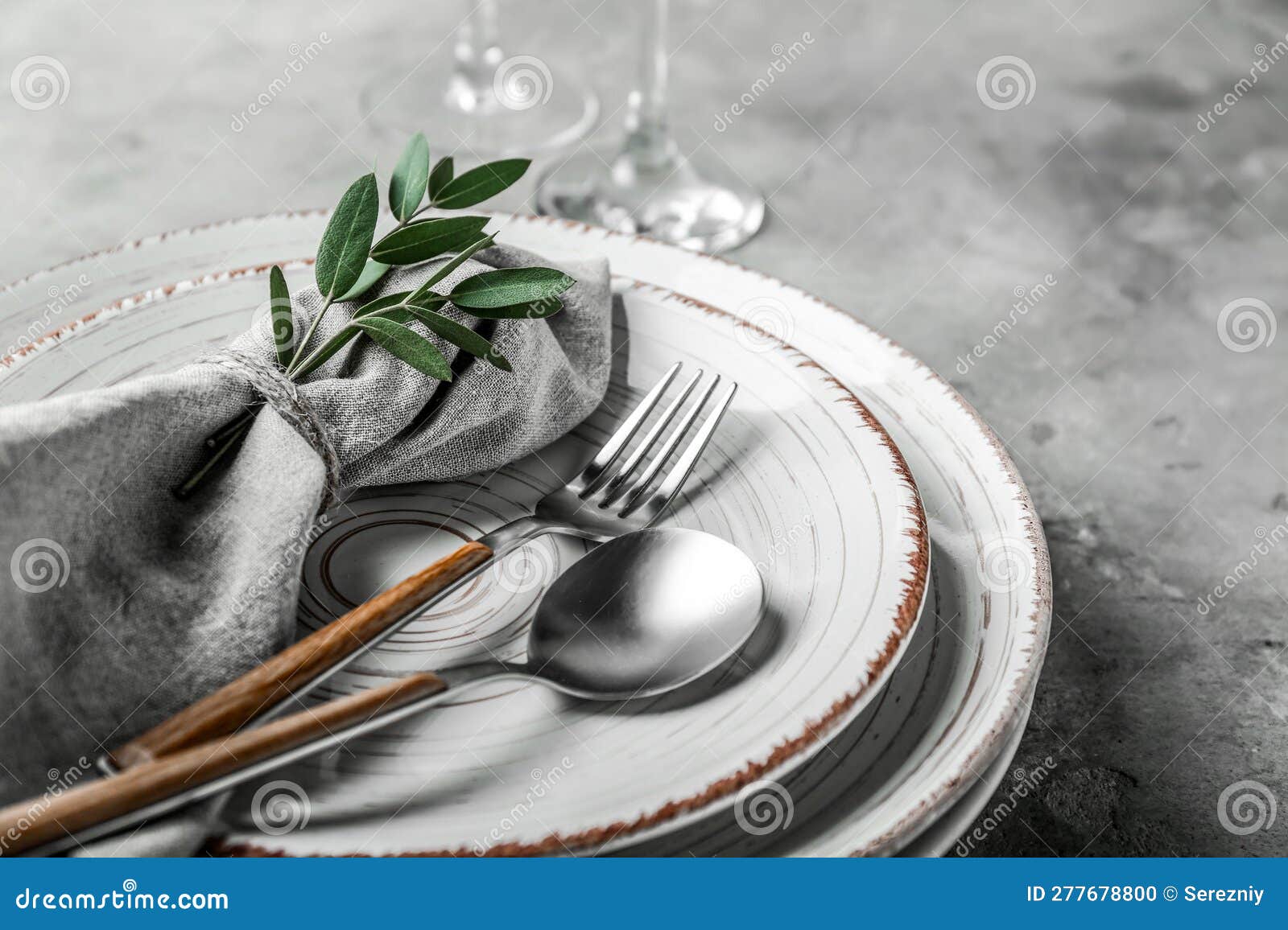 Simple Table Setting in Restaurant Stock Photo - Image of glass, fork ...