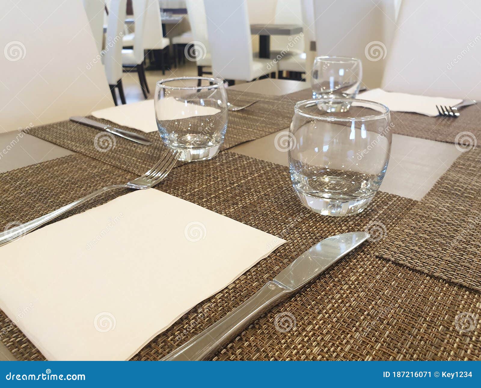Simple Table Setting in a Restaurant Stock Image - Image of service ...