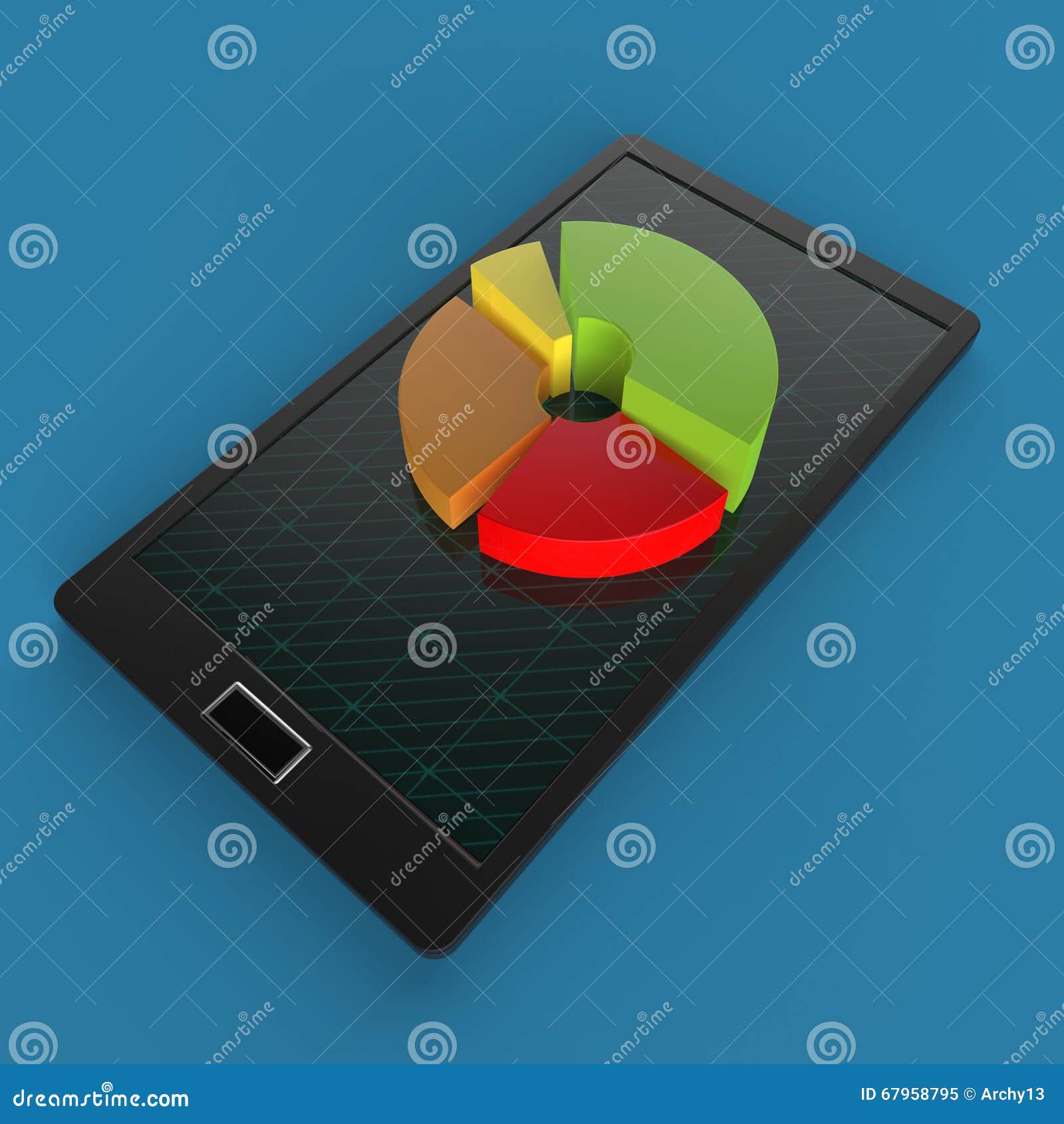 Simple Tablet PC with 3d Pie Diagram Chart on Screen Stock Image ...