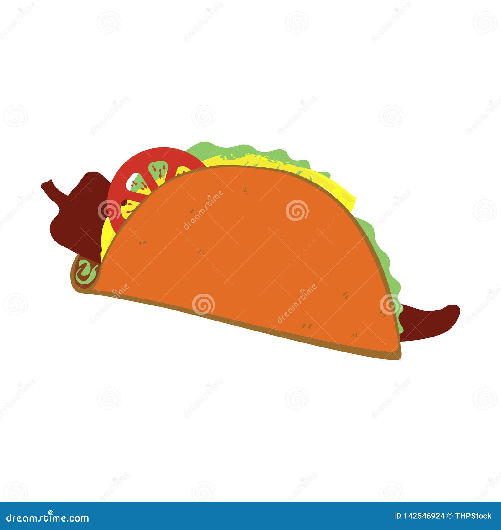 Simple Taco Isolated Vector Stock Vector - Illustration of drawing ...