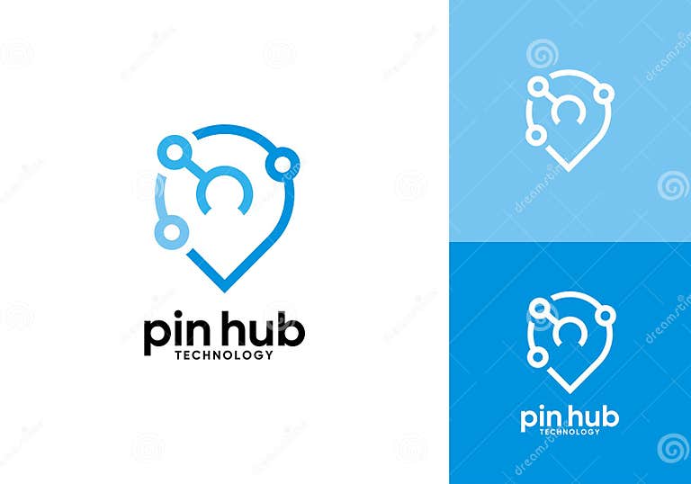 Simple Tech Pin Hub Logo Vector Design Stock Illustration ...