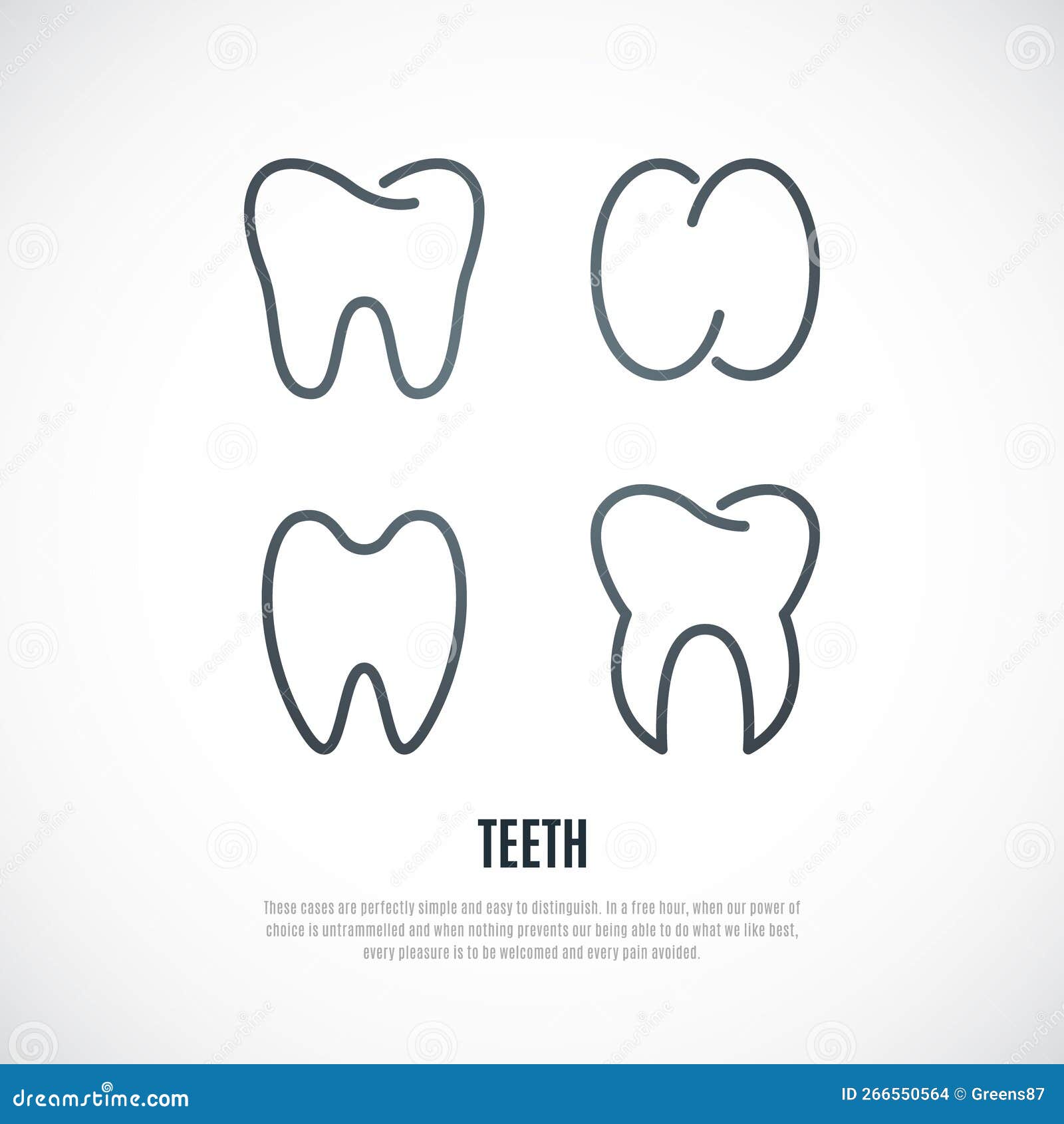Simple Teeth Set Isolated on White Background. Stock Vector ...