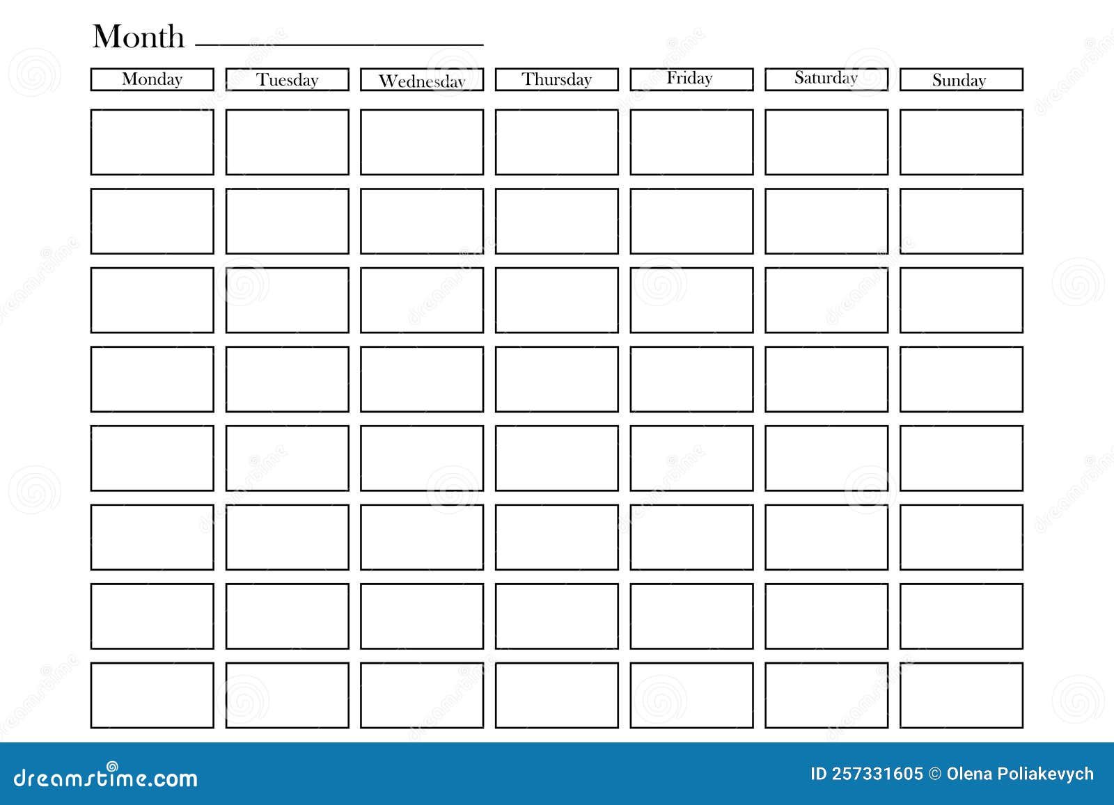 Simple Template Month Plan. Vector Illustration. Stock Image Stock ...