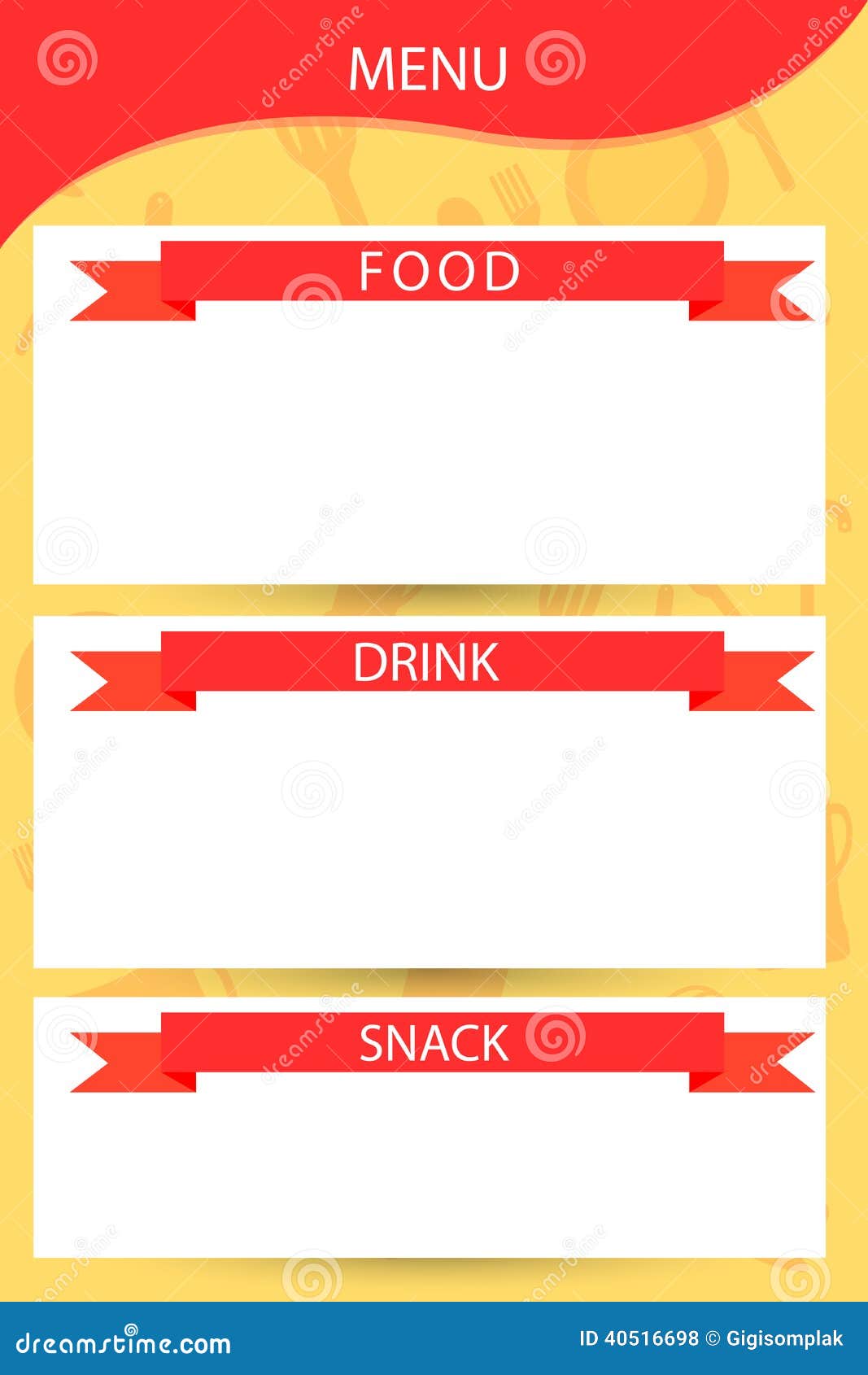 Simple Template Restaurant Menu Stock Vector - Illustration of simple ...