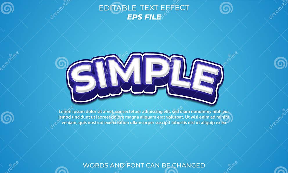 Simple Text Effect, Font Editable, Typography, 3d Text. Vector Template ...