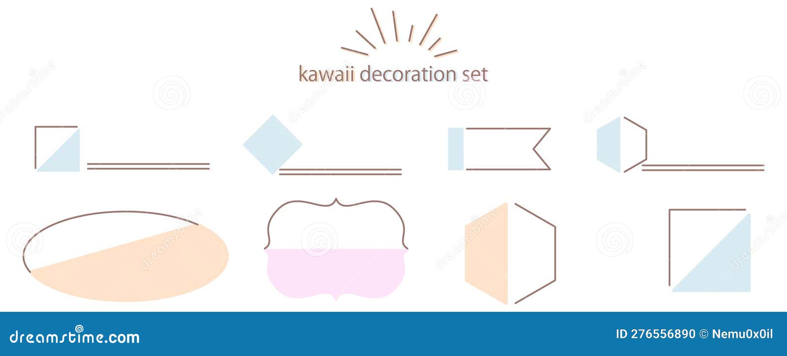 Set of Text Frames and Decorations in Soft Colors, Simple, Hand-drawn ...