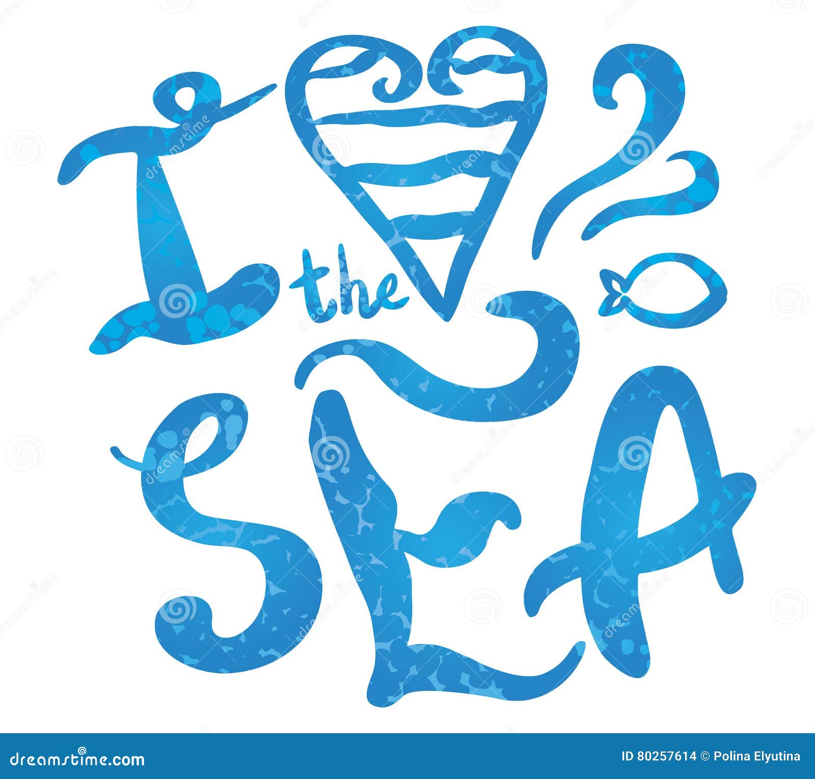 Simple text `love the sea` stock vector. Illustration of pattern - 80257614