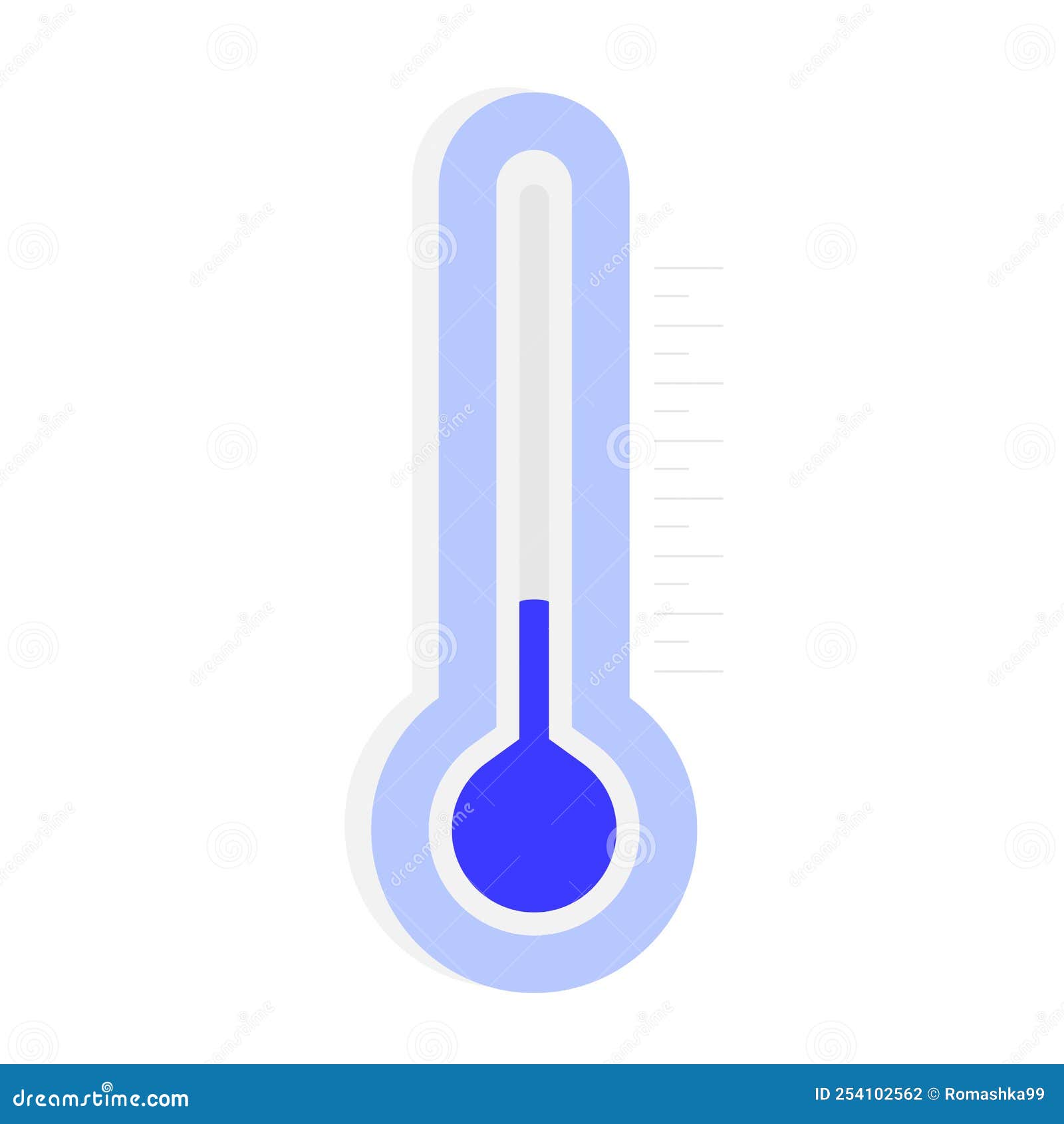 Simple Thermometer with Blue Cold Temperature Low Scale Vector ...
