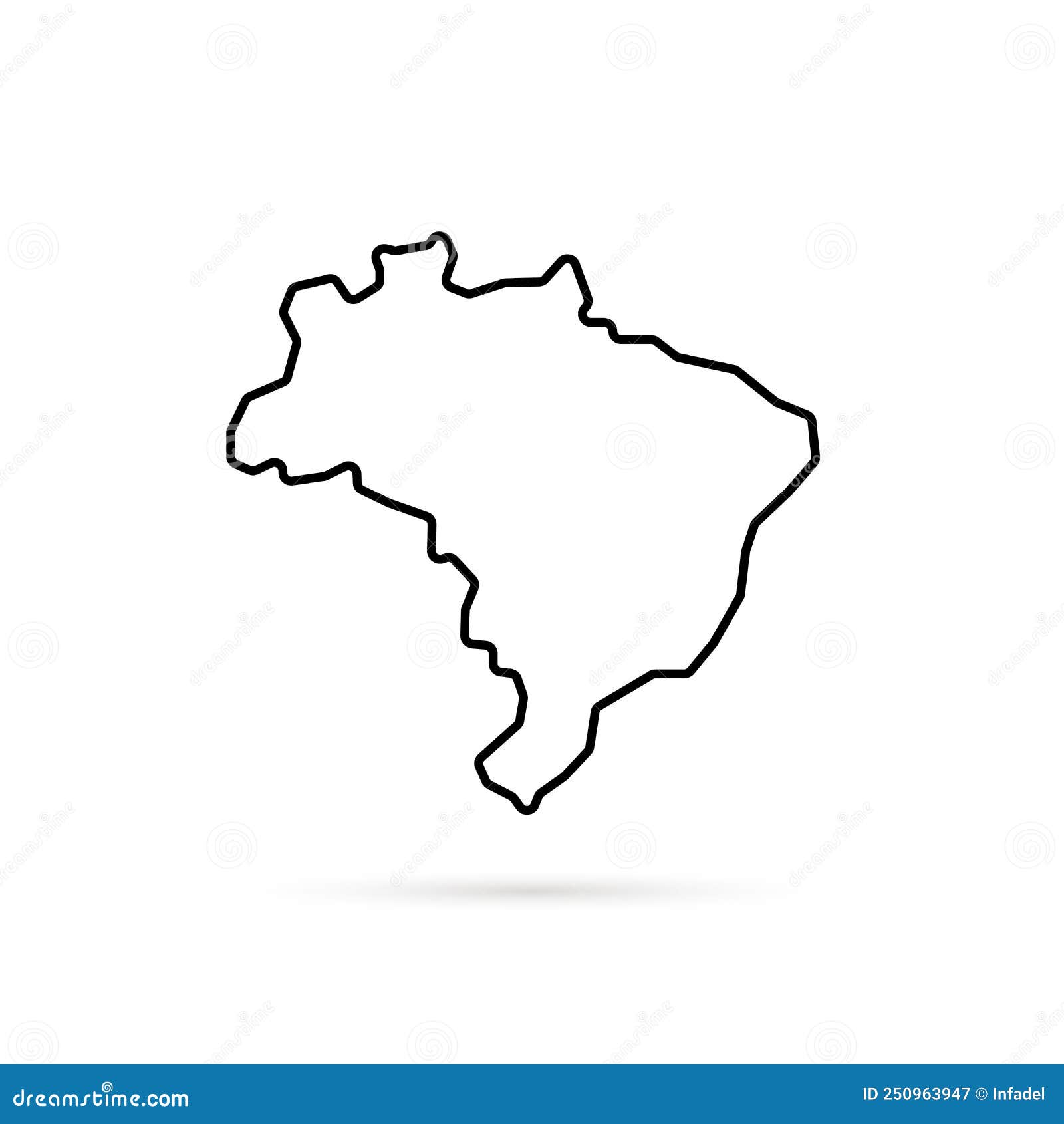 Simple Thin Line Brazil Map with Shadow Stock Vector - Illustration of ...