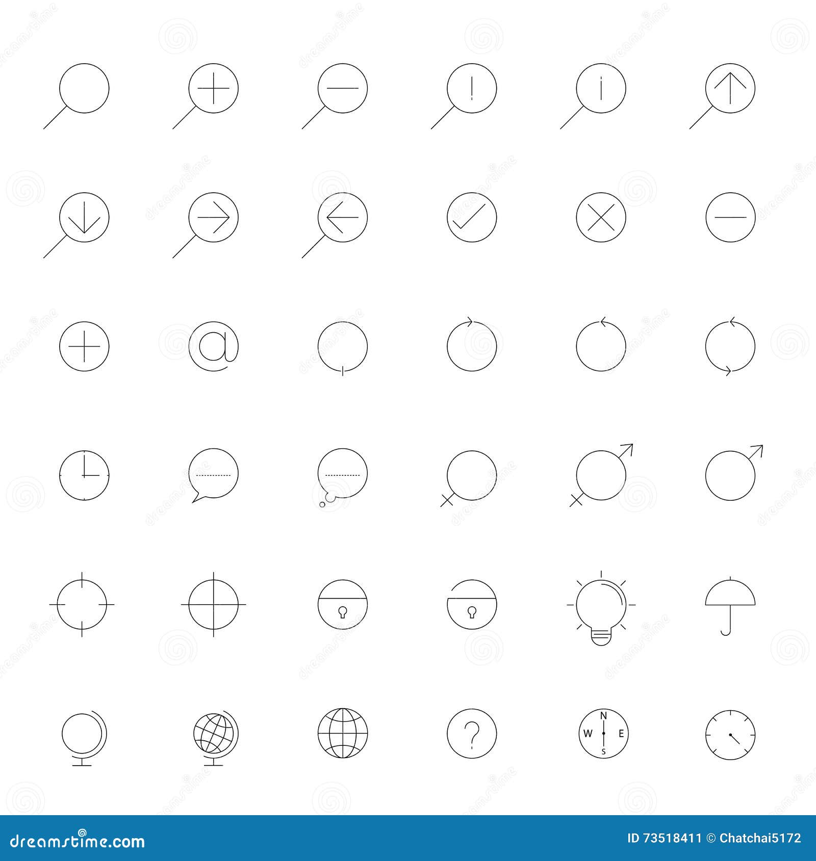 Simple Thin Outline Icon Set .Trendy Simple Thin Icons Stock Vector ...