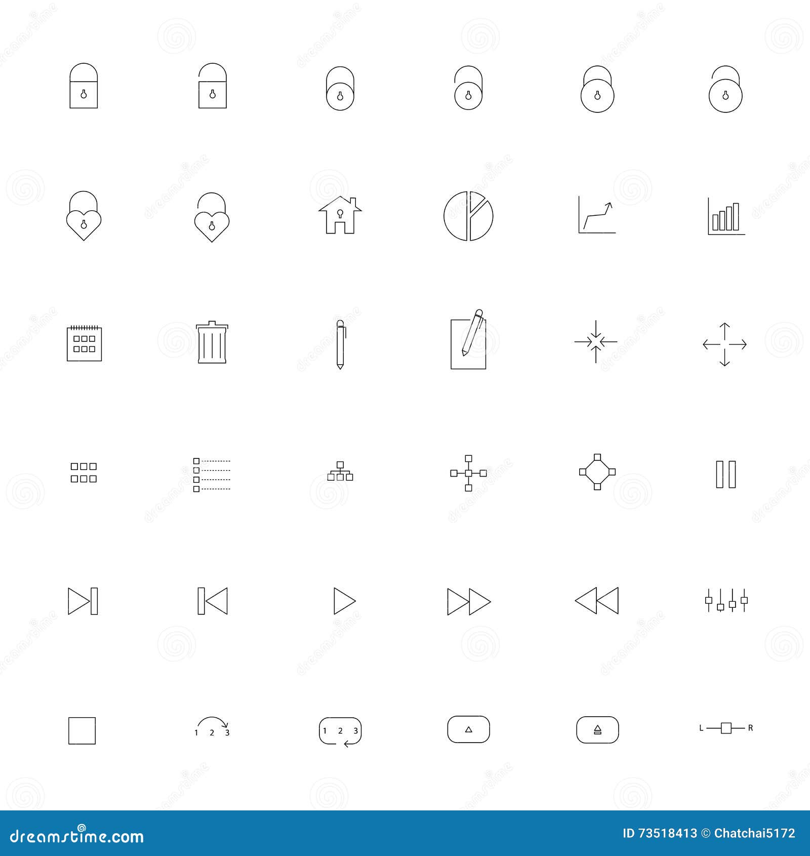 Simple Thin Outline Icon Set .Trendy Simple Thin Icons Stock Vector ...