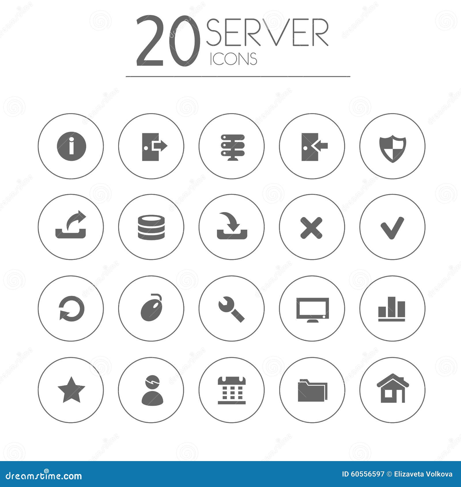 Simple Thin Server Icons Collection on White Stock Vector ...