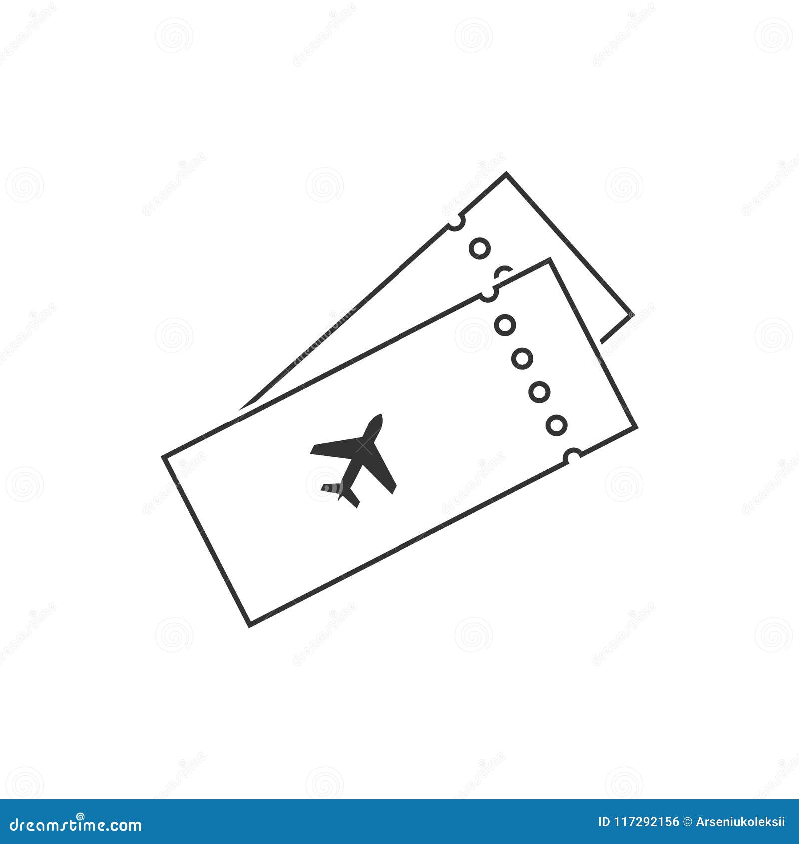 Simple Thinline Plane Boarding Pass Icon Stock Vector - Illustration of ...