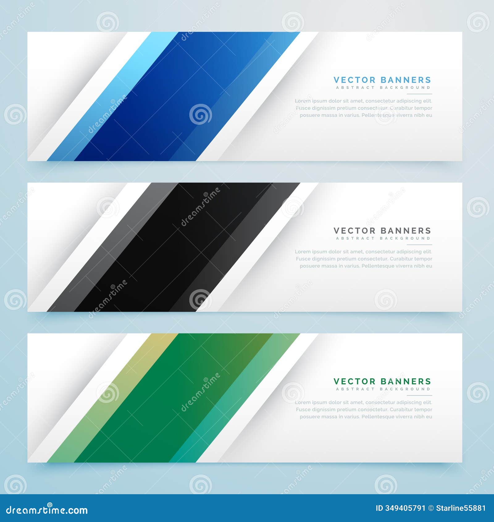 Simple Three Color Banner Headers Set Stock Vector - Illustration of ...
