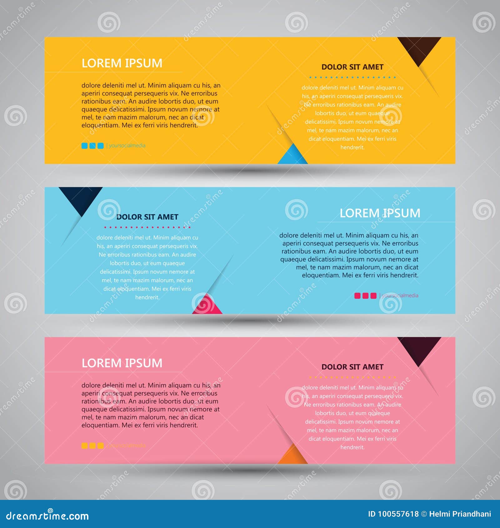 Simple Three Color Banner stock vector. Illustration of design - 100557618