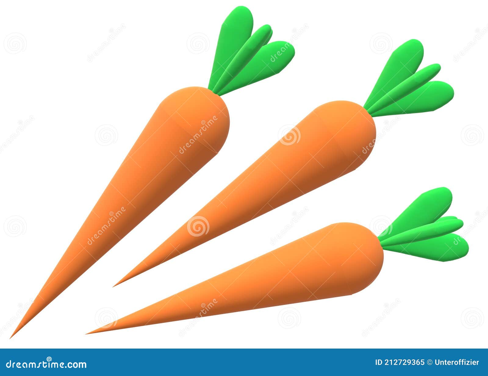 A Simple Three Dimensional Model of Three Carrots White Backdrop Stock ...