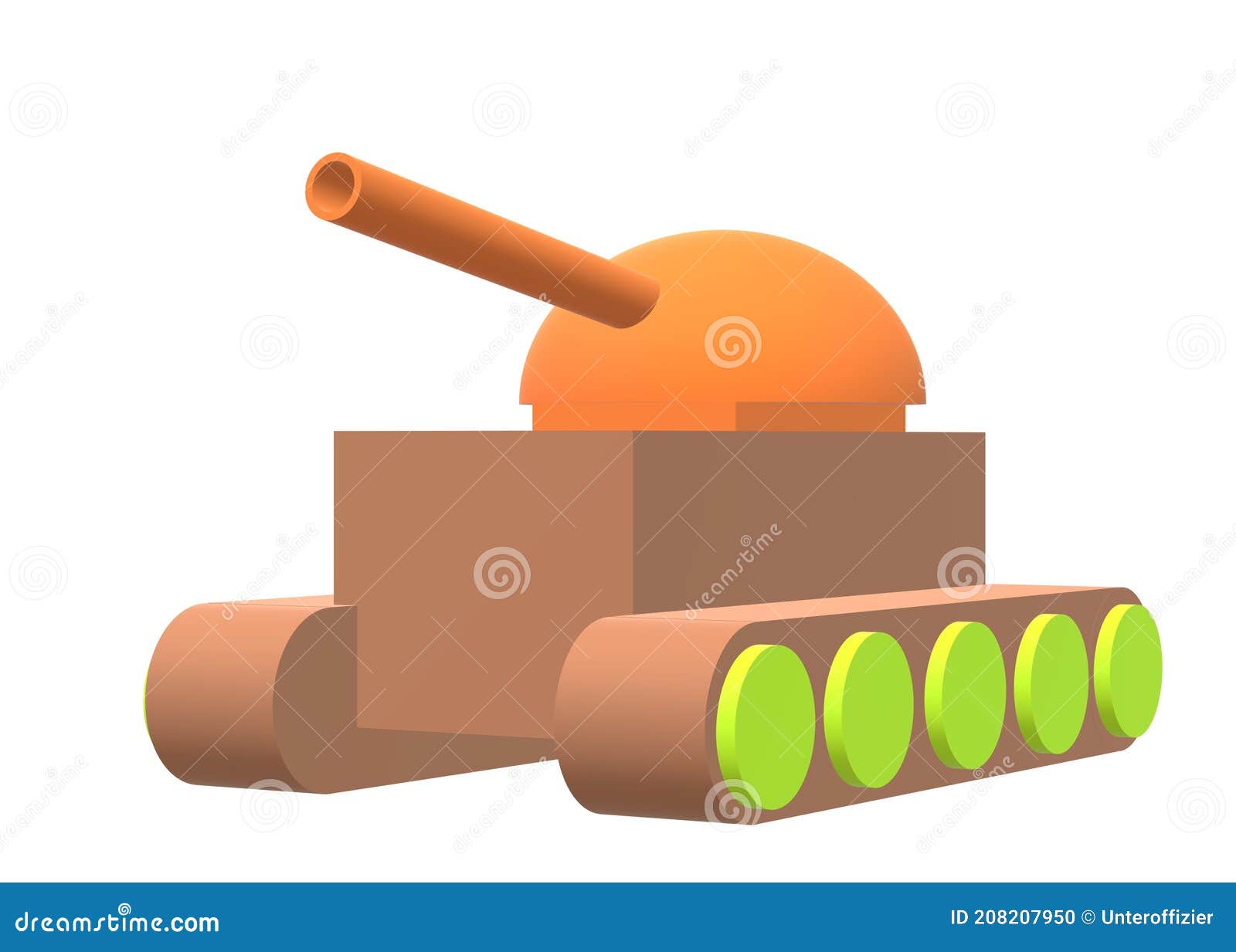 A Simple Three Dimensional Model Front Side View of an Army Battle Tank ...