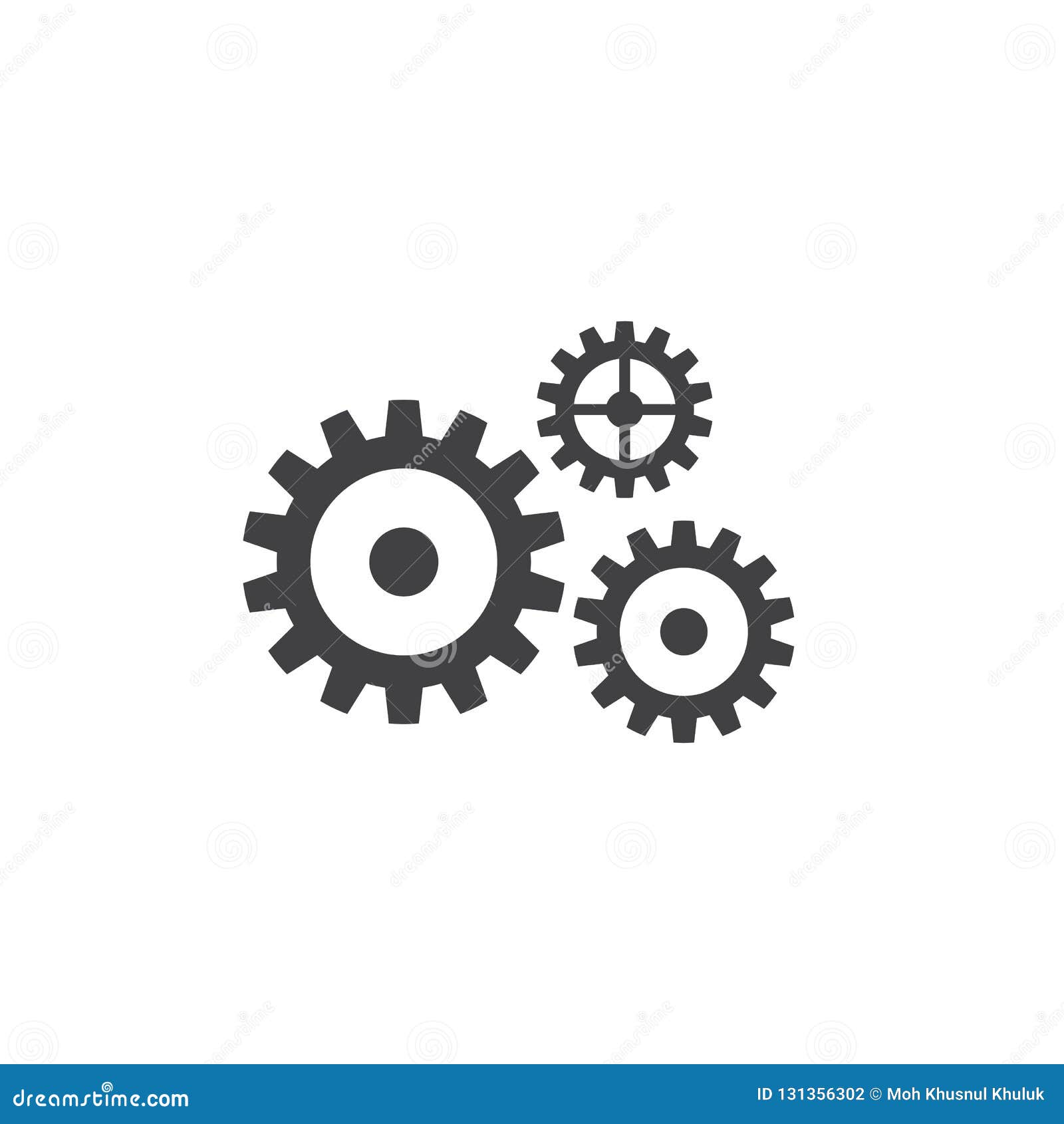 Simple Three Gear Flat Icon Line Vector Stock Vector - Illustration of ...