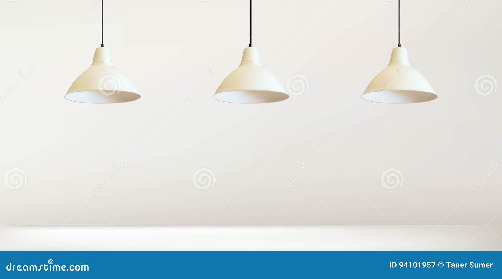 Simple Three Lamp with White Wall Stock Vector - Illustration of area ...