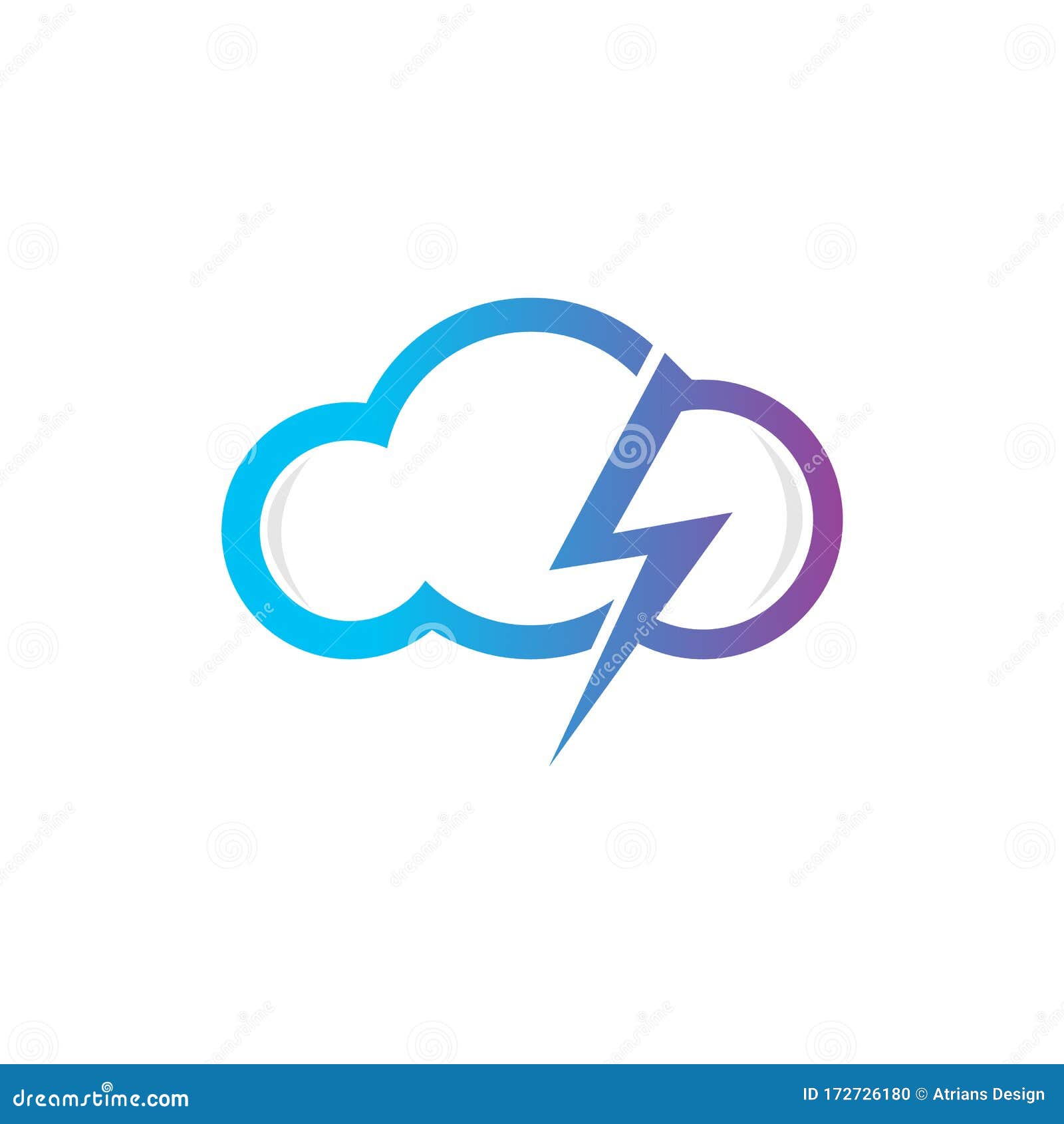 Simple Thunder Cloud Logo, Flat Logo Design, Flat Cloud Logo Stock ...