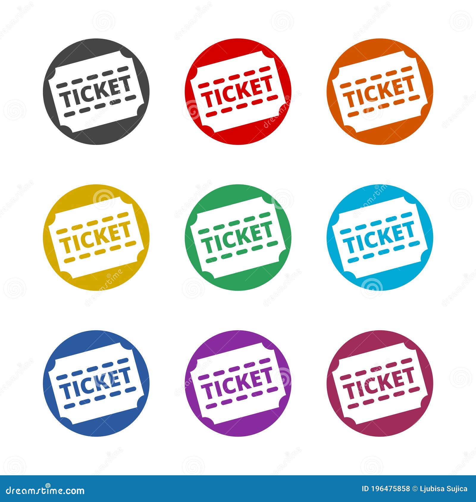 Simple Ticket Icon, Color Set Stock Vector - Illustration of entrance ...