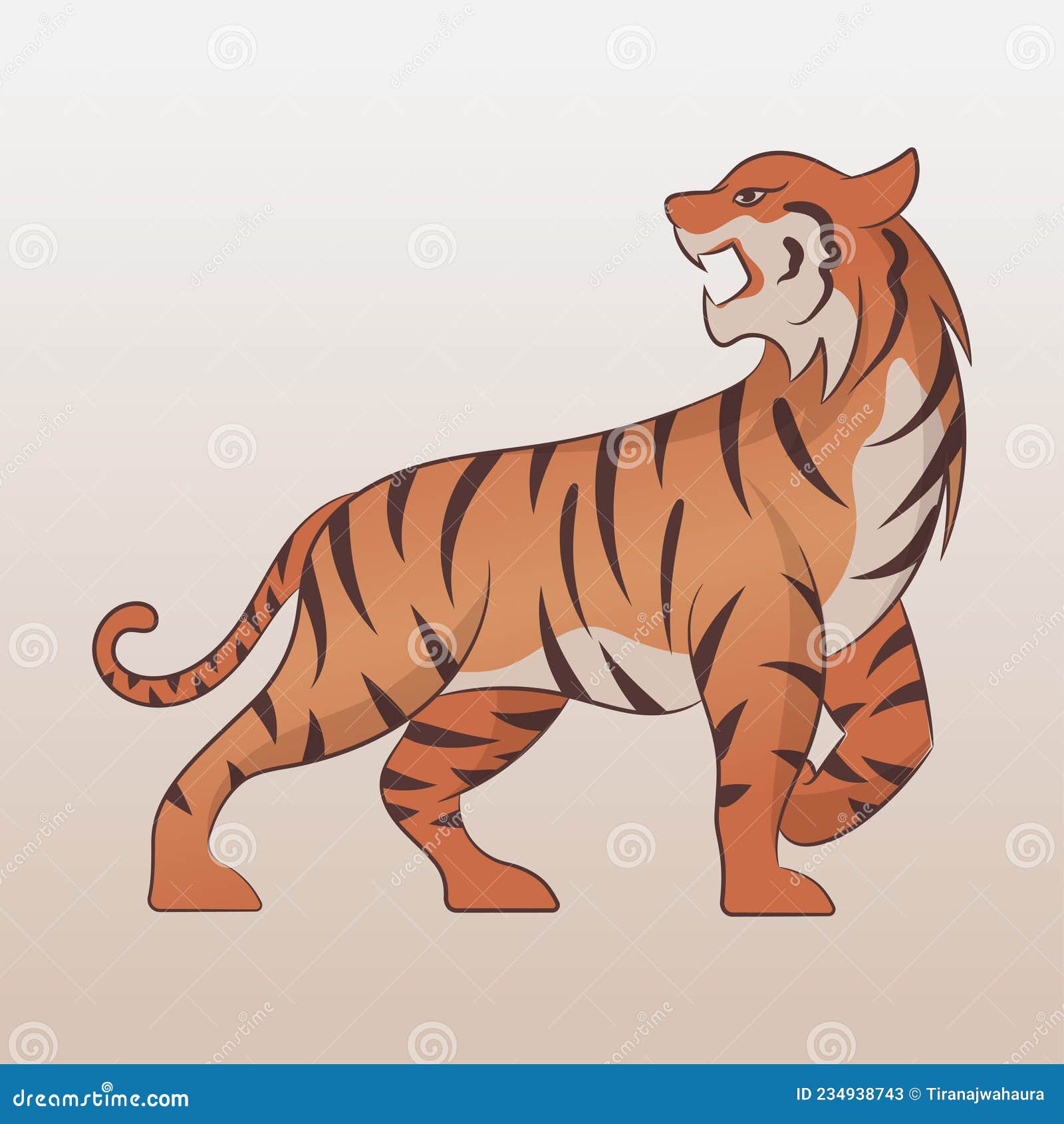 Simple Tiger Vector Illustration With Classic Color Design ...