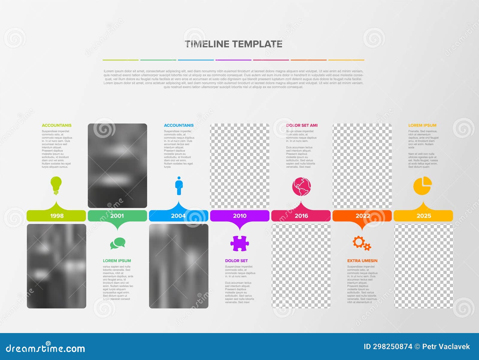 Simple Timeline Process Infographic With Color Blocks And Photo ...