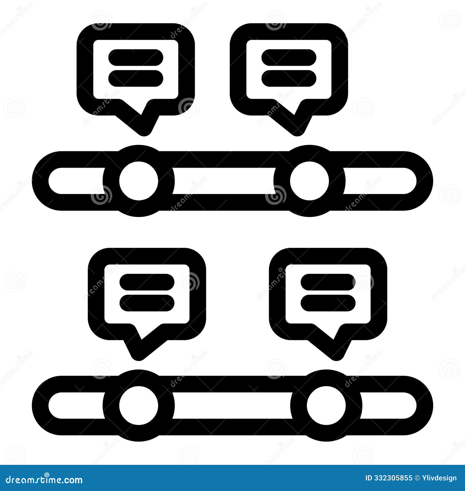 Timeline Showing Progress with Chat Bubbles Representing Communication ...