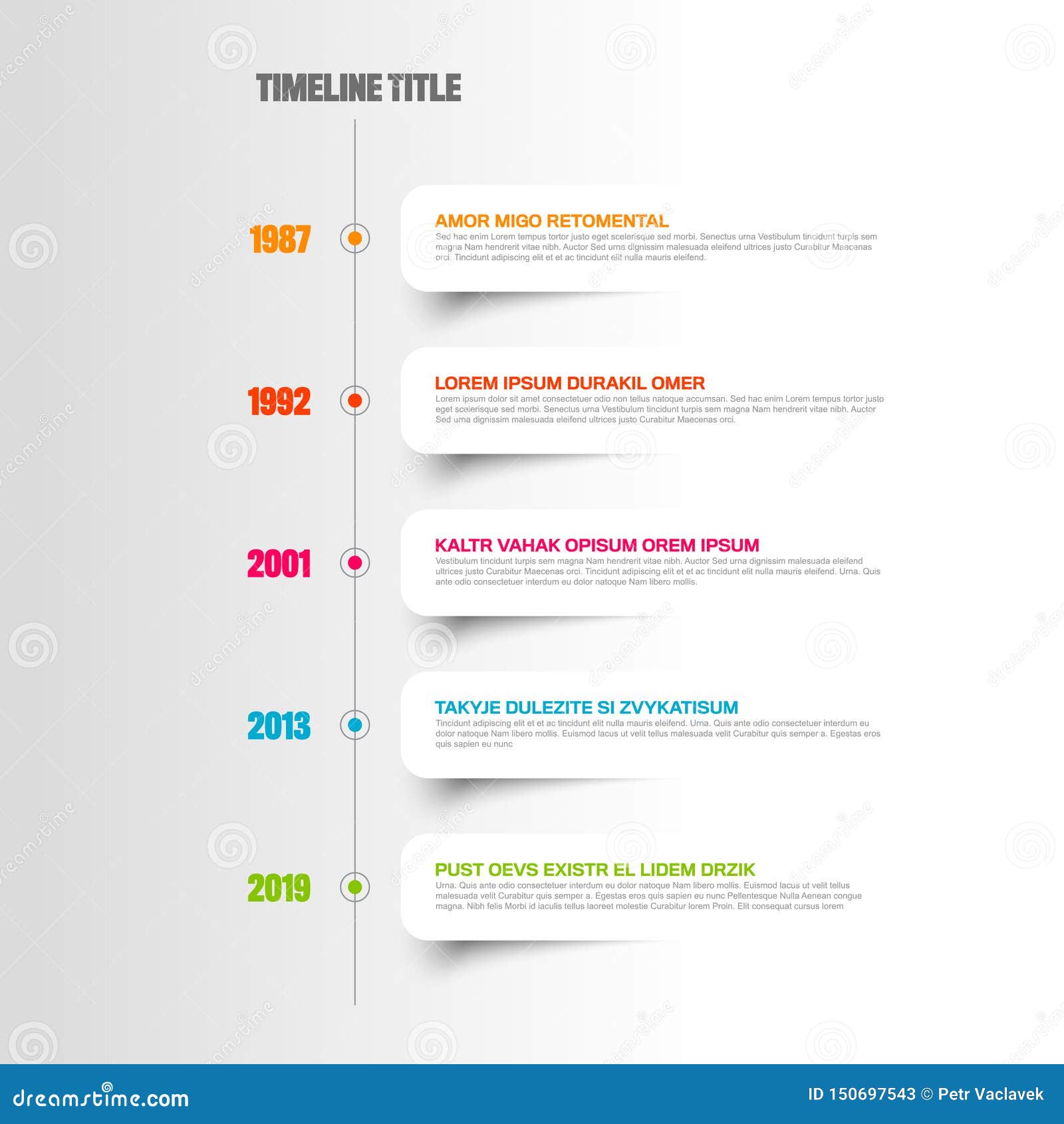 Simple Timeline Template with White Labels Stock Vector - Illustration ...