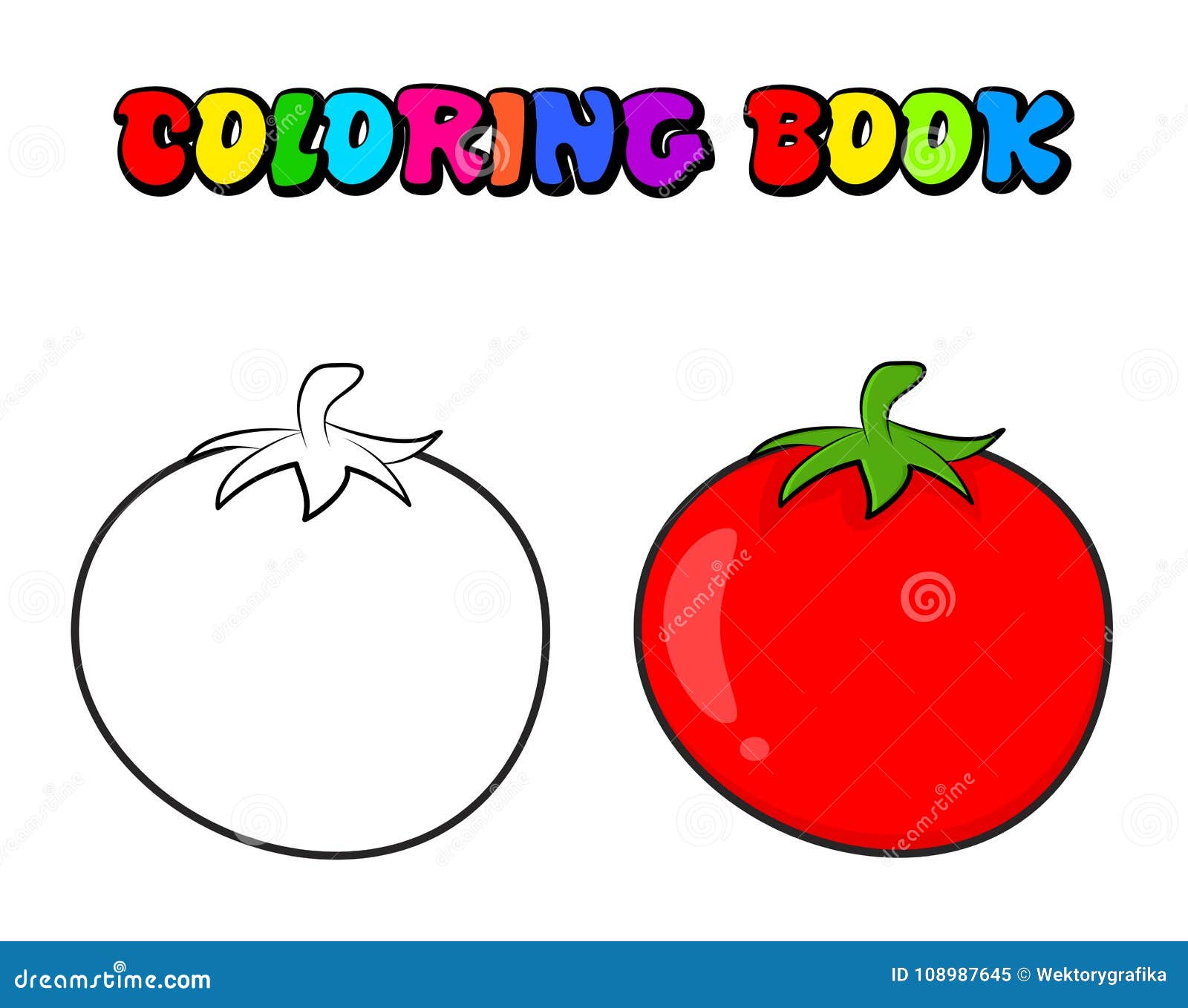 Simple Tomato Outline for Colouring Book Isolated on White Background ... Simple Tomato Outline for Colouring Book Isolated on White Background ...
