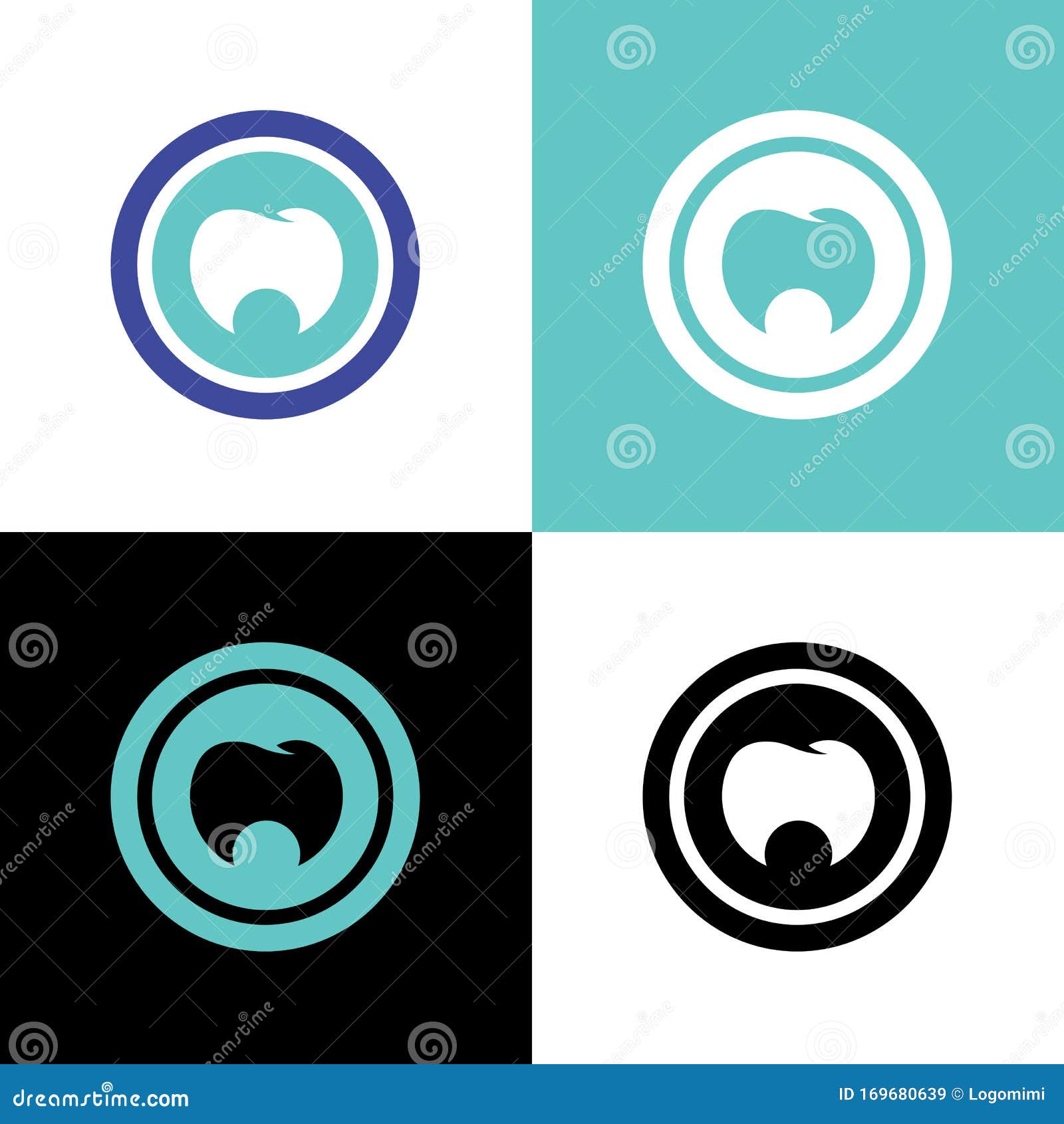 Simple Tooth Logo, Circle Dental Icon, Round Teeth Symbol - Vector Stock Vector - Illustration ...
