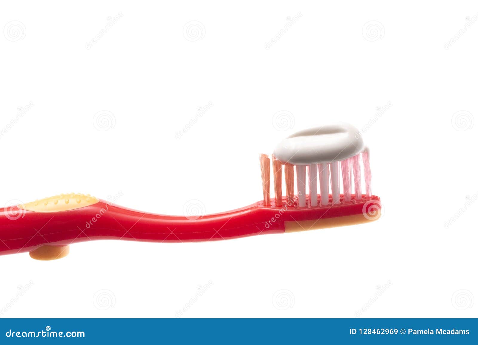 Simple Toothbrush on a White Background with Toothpaste Applied Stock ...