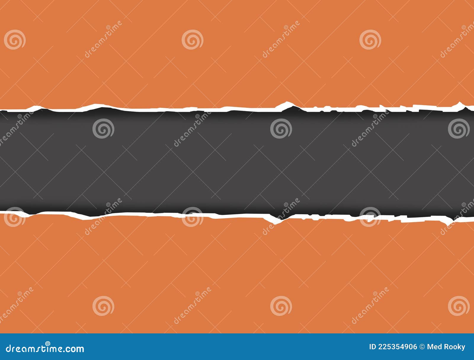 Simple Torn Paper Orange Background Ripped Horizontally with Stripe Hole Stock Illustration ...