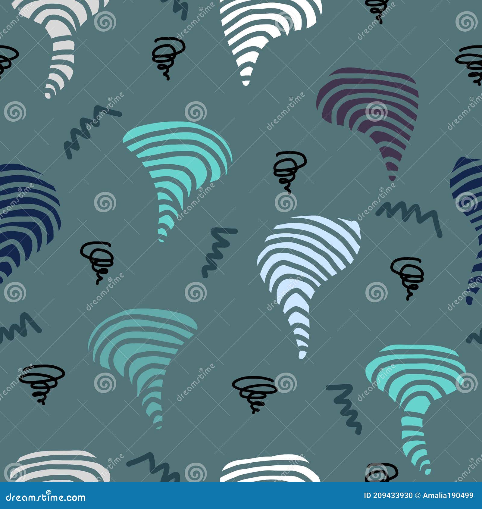 Simple Tornado Doodle Repeat Pattern Design Stock Vector - Illustration ...