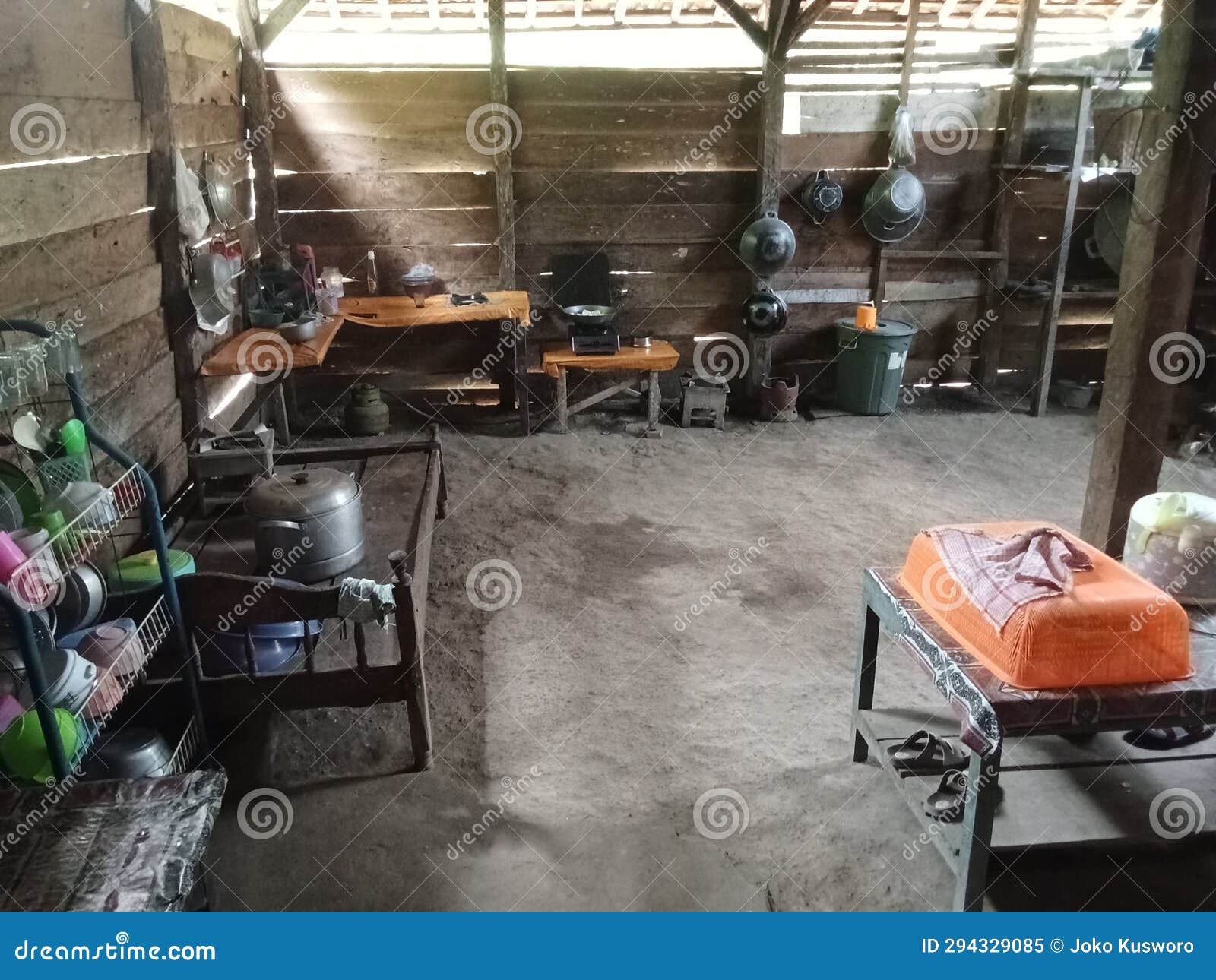Simple Traditional Kitchen Atmosphere with Earthen Floors Stock Image ...