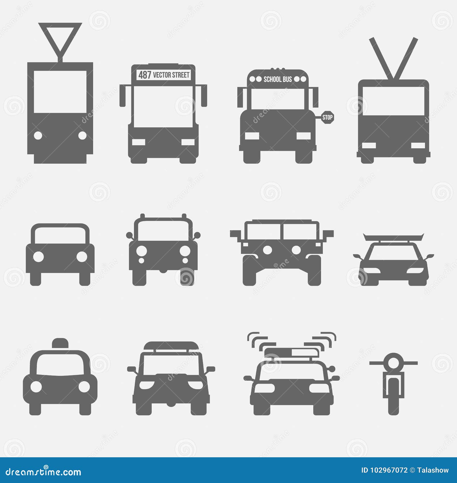 Simple Transport Icons Front View. Vector Illustration | CartoonDealer ...