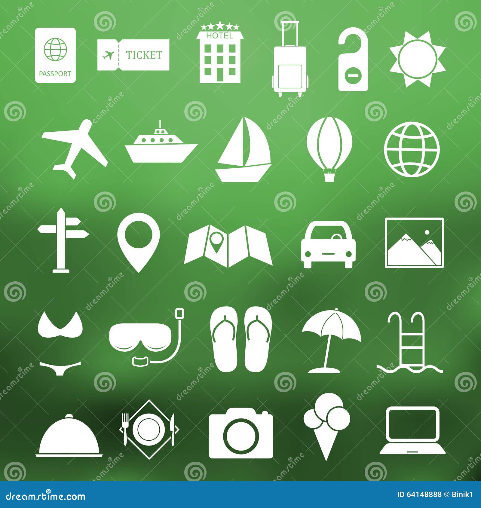 Simple Travel Icon Set Vector Stock Vector - Illustration of grass ...