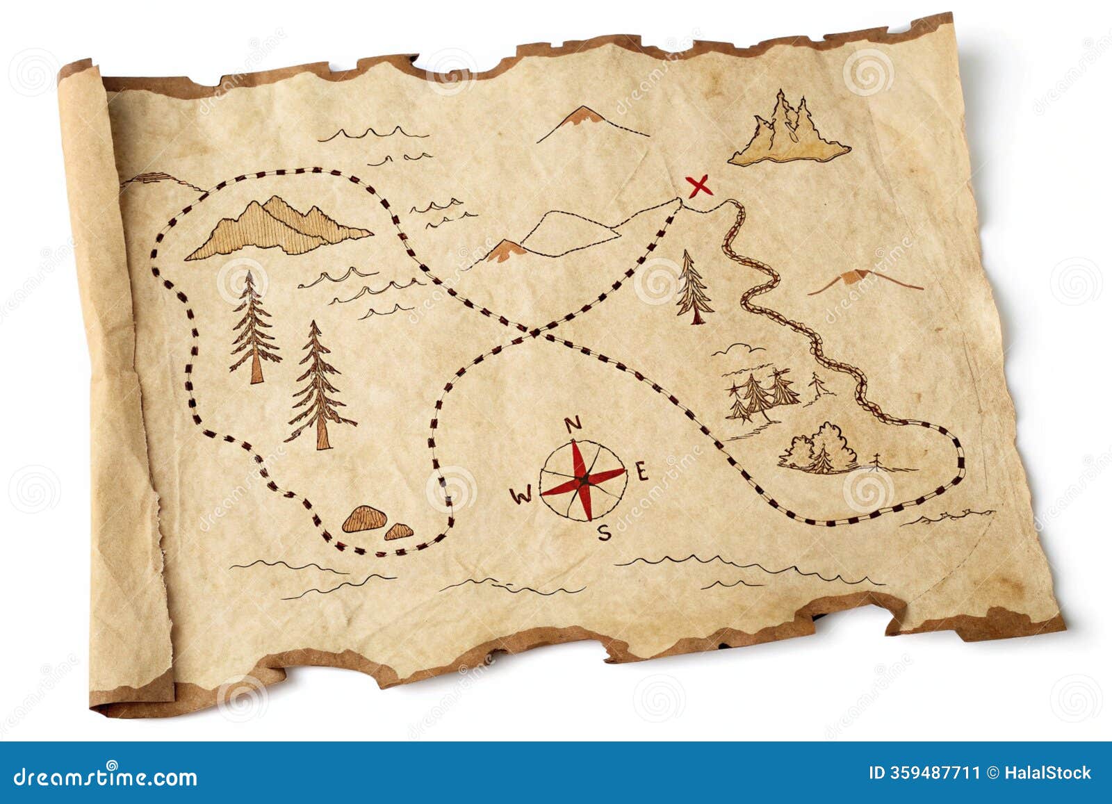 Simple Treasure Map Isolated Stock Illustration - Illustration of decor ...