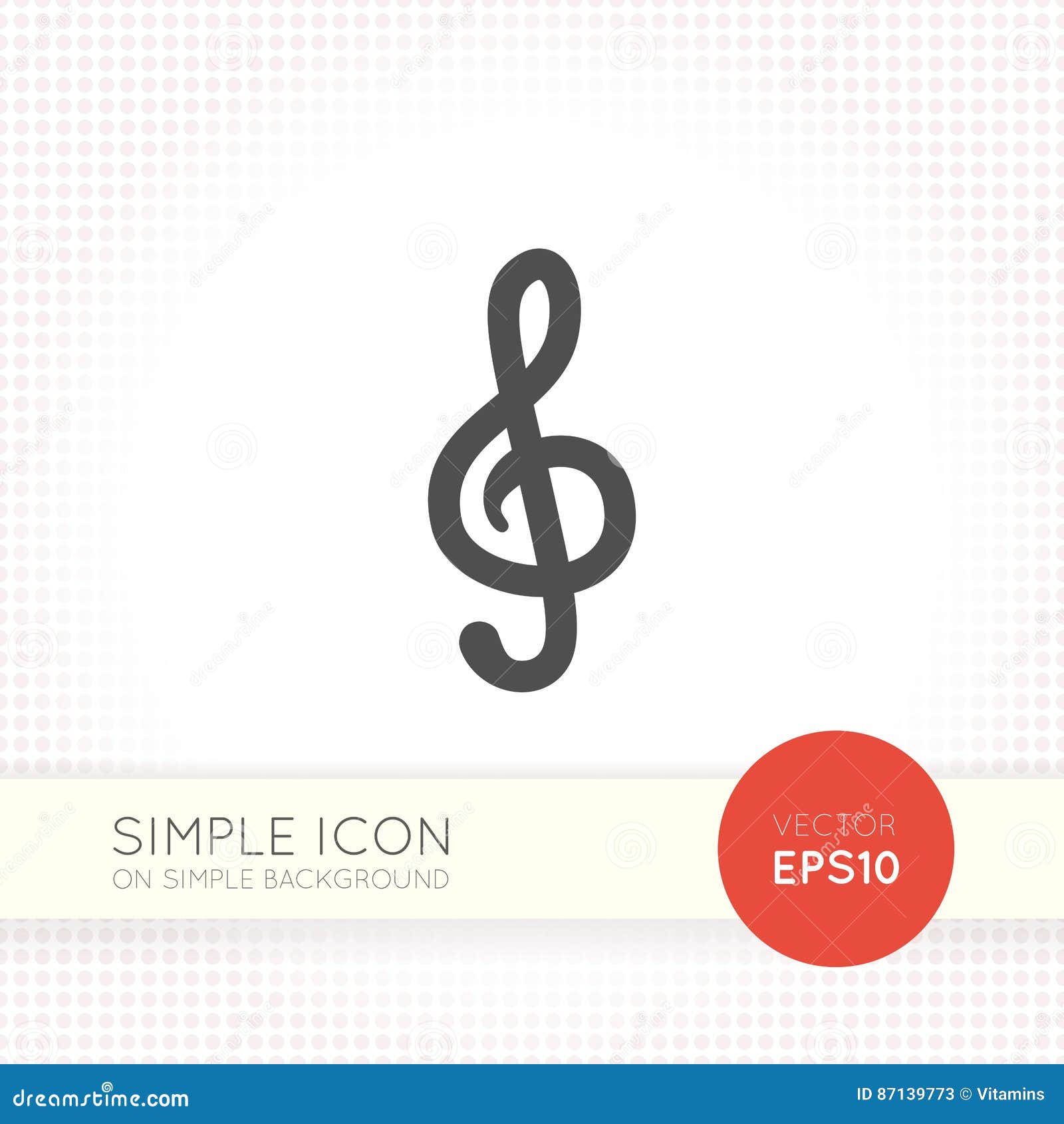 Simple Treble Clef Vector Icon on Simple Light Background. Stock Vector ...