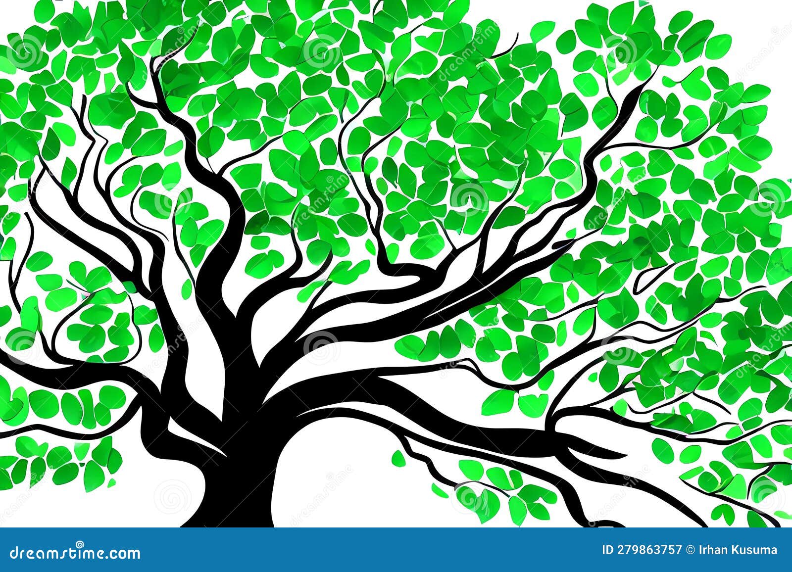 Simple Tree with Flowing Trunk and Branches. Stock Illustration ...