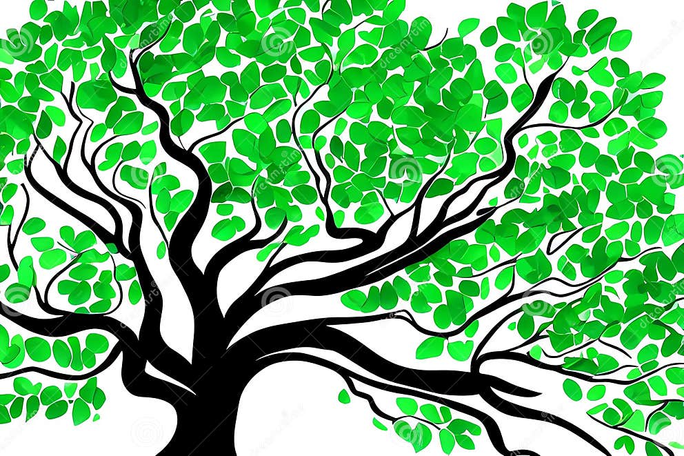 Simple Tree with Flowing Trunk and Branches. Stock Illustration ...