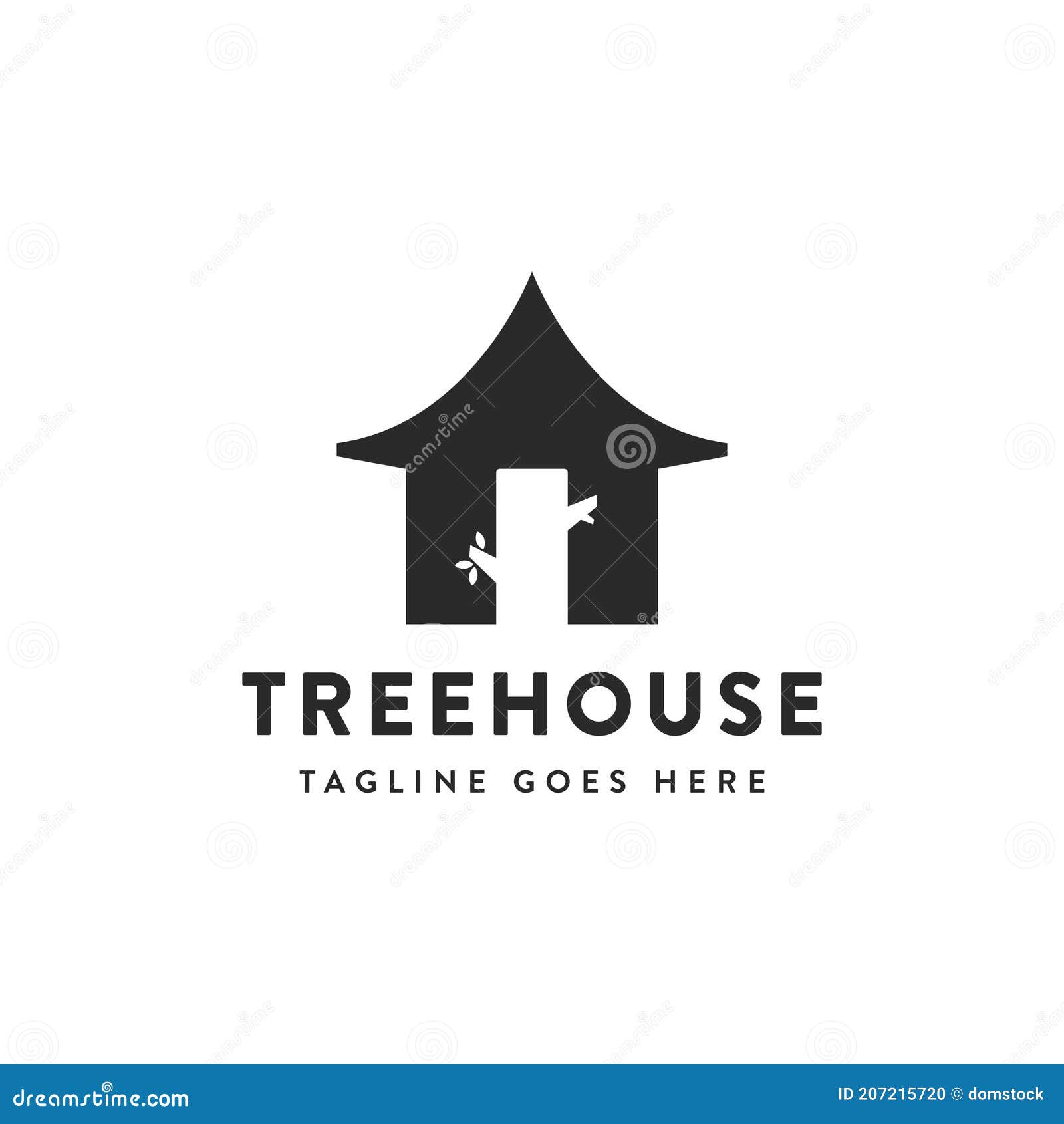 Simple Tree House Logo Icon, with Tree As the Door Vector Template ...