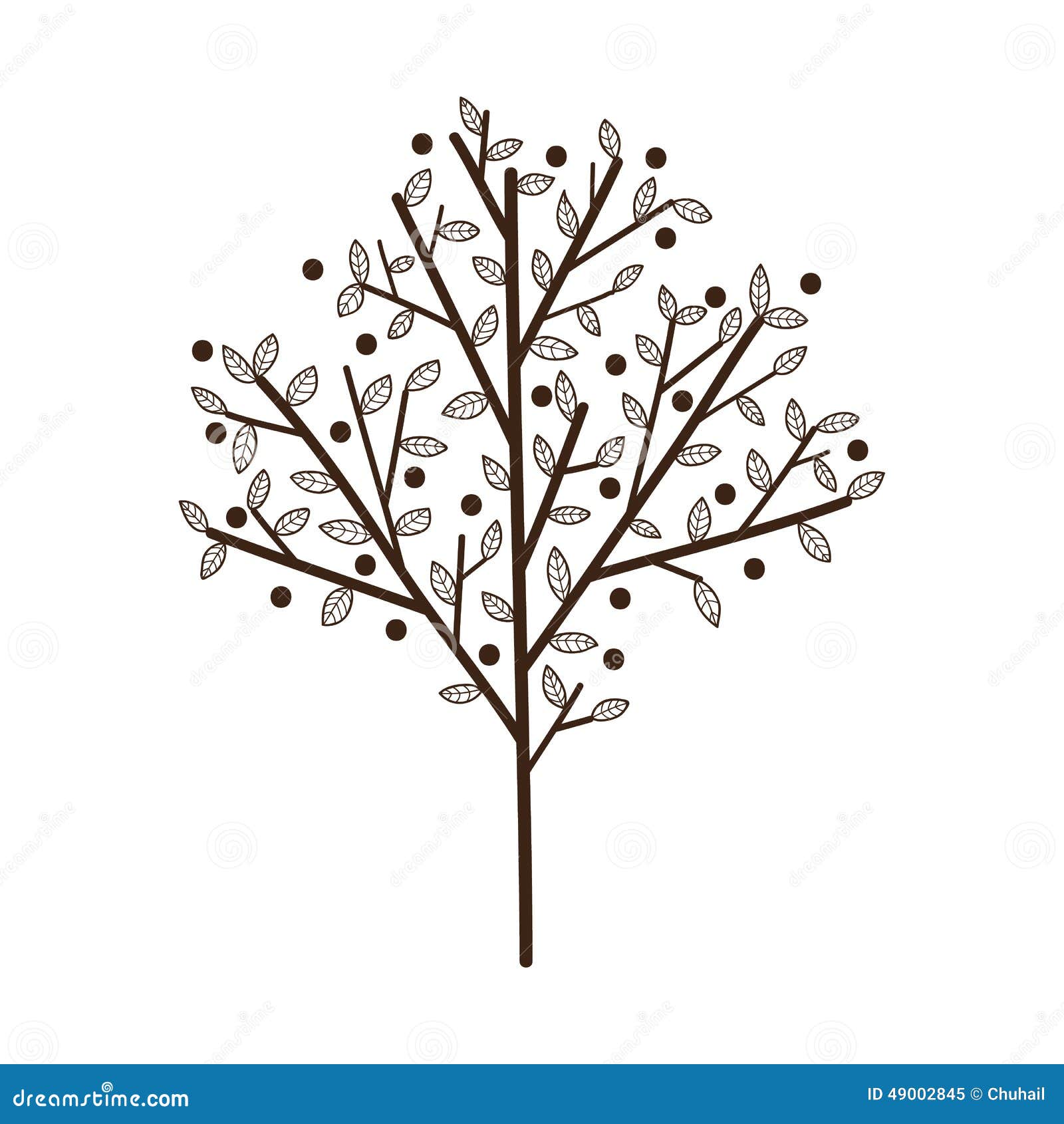 Simple tree with leaves. stock vector. Illustration of grow - 49002845