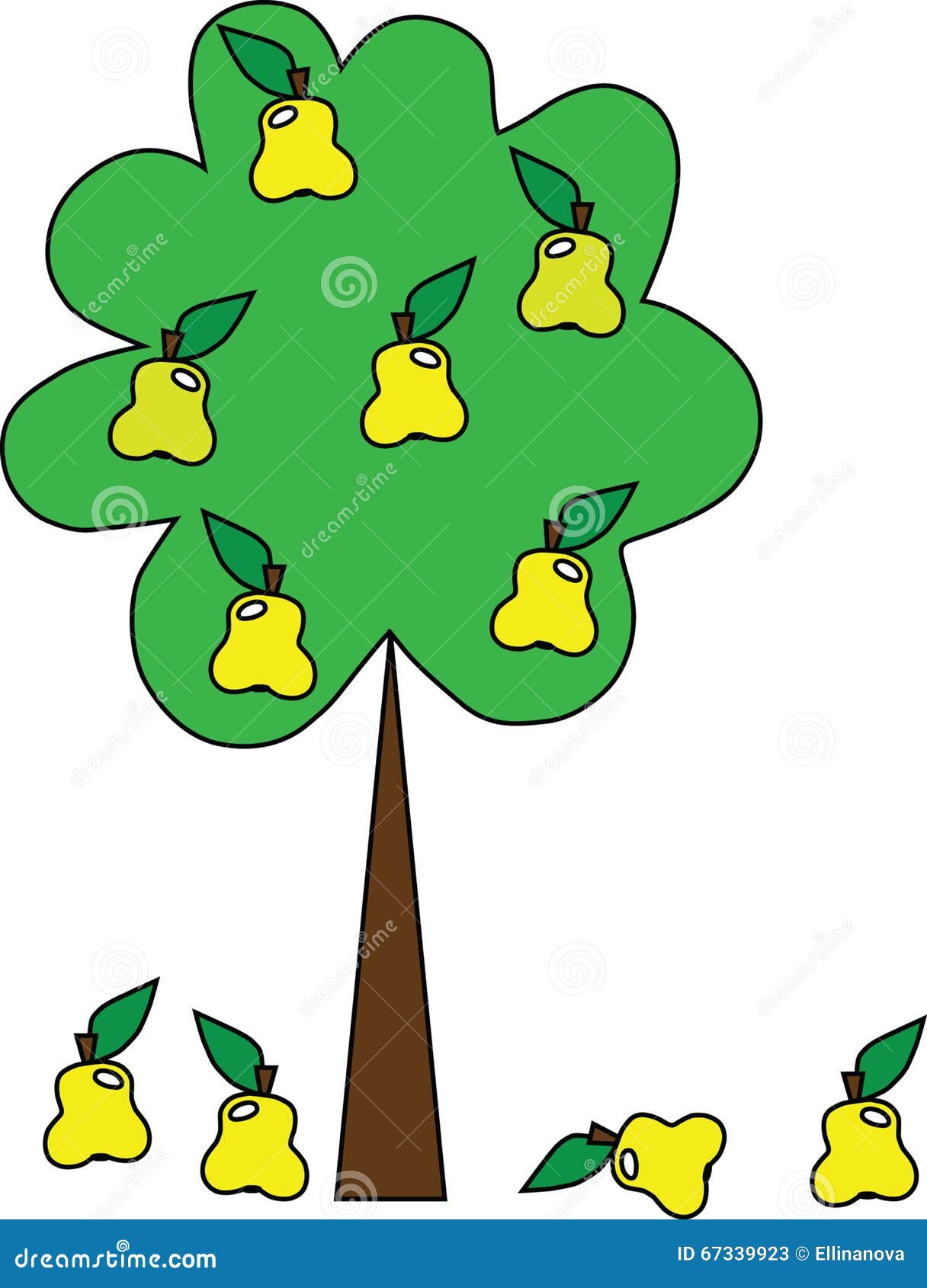 A simple tree with pears stock vector. Illustration of bright - 67339923