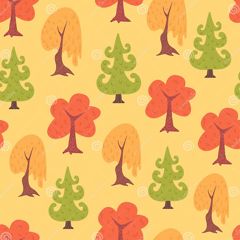 Simple Flat Trees Seamless Pattern. Stock Vector - Illustration of tree ...