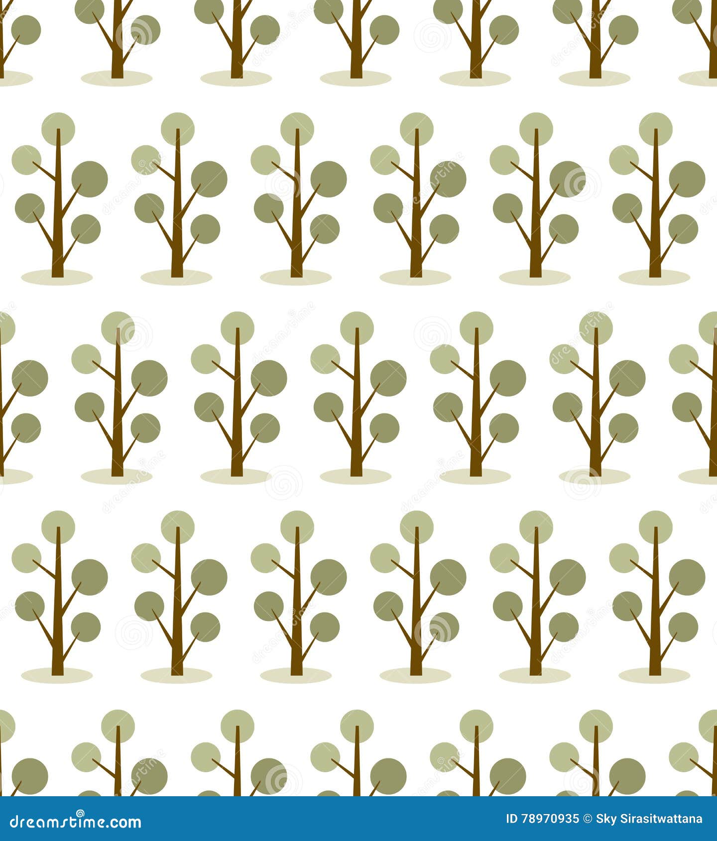 Simple Trees Seamless Pattern on White Background. Stock Vector ...
