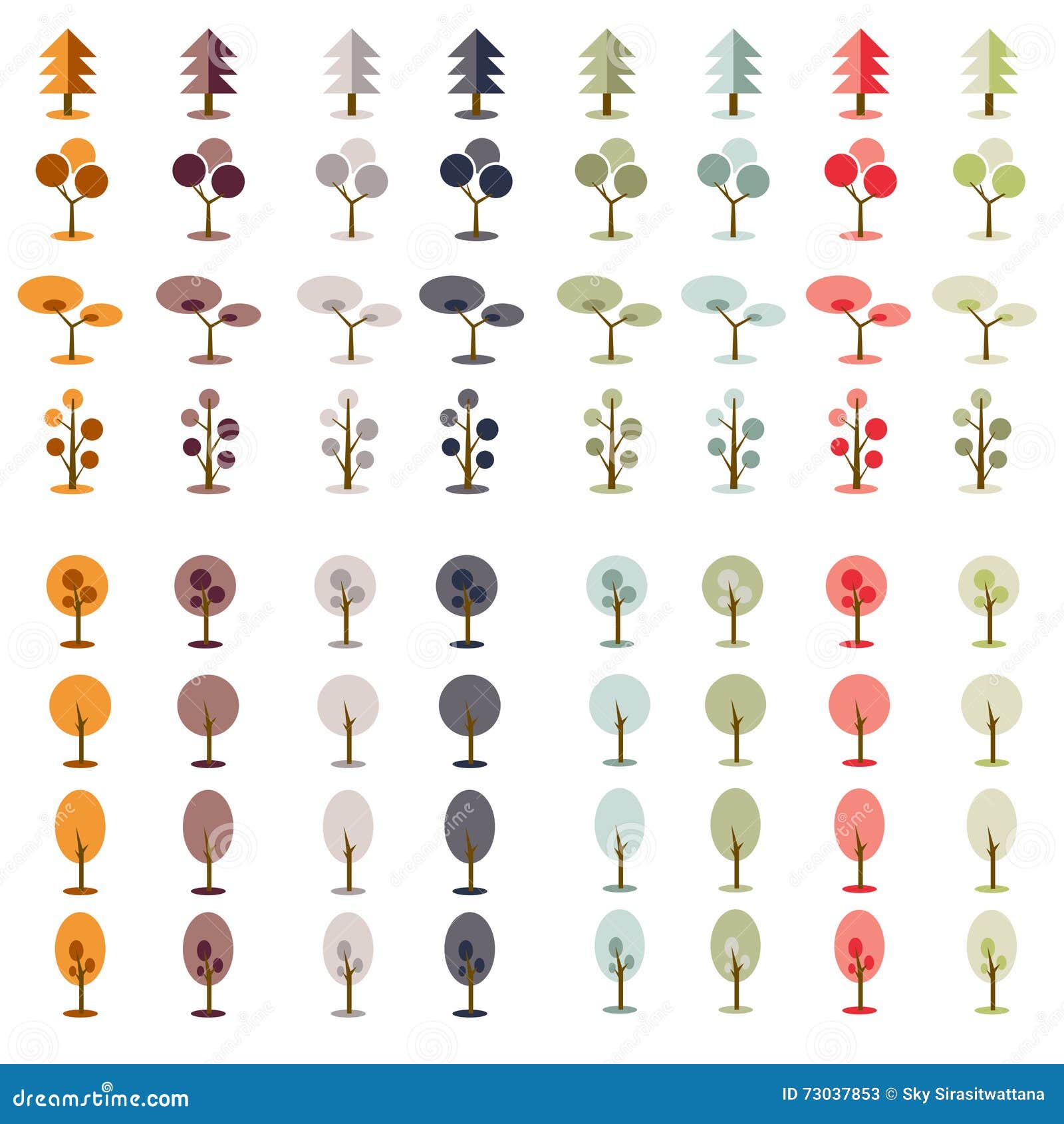 Simple trees set. stock vector. Illustration of group - 73037853